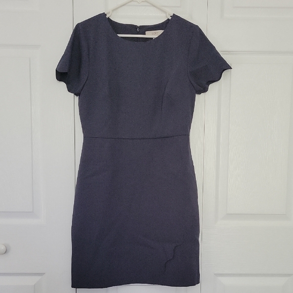 LOFT | Dresses | Loft Gray Sheath Dress With Flutter Sleeves | Poshmark